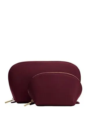 Cuyana Pebbled Leather Travel Case Set Cherry