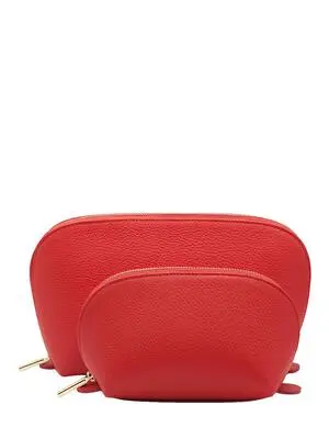 Cuyana Pebbled Leather Travel Case Set - Red