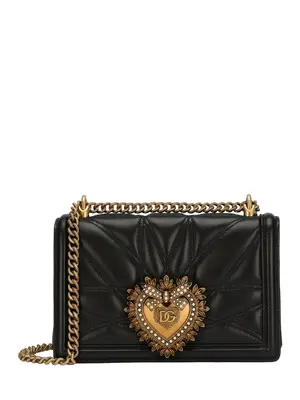 Dolce & Gabbana Medium Devotion Bag In Quilted Nappa Leather - Black