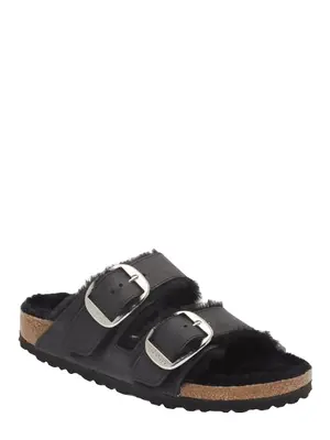 BIRKENSTOCK Arizona Big Buckle Genuine Shearling Lined Sandal Black