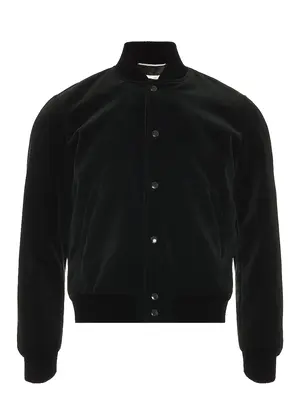 Saint Laurent Signature Logo College Jacket - Dark Forest