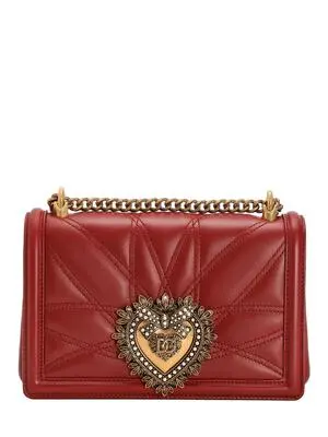 Dolce & Gabbana Medium Devotion Bag In Quilted Nappa Leather - Red