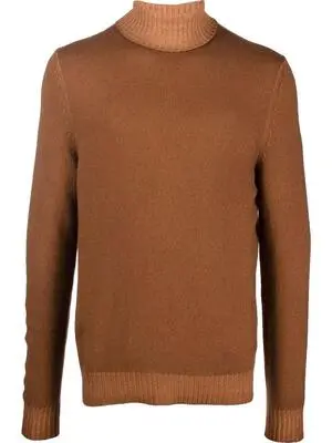 Malo Fine-knit Rollneck Jumper - Brown