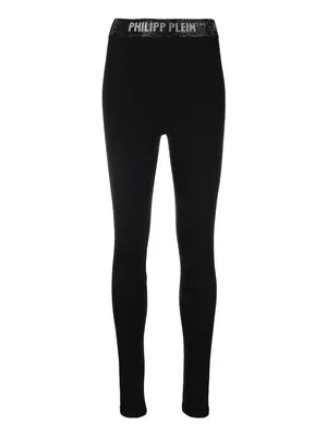 Philipp Plein Gem Logo-waistband Leggings - Black