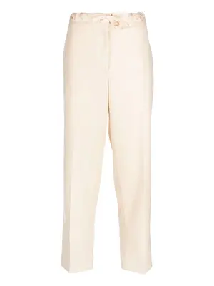 JIL SANDER Cropped Drawstring Trousers - Neutrals