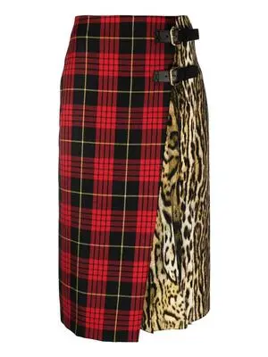 Roberto Cavalli Mix-print Midi Wrap Skirt - Red