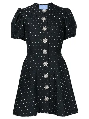 MACGRAW Sorbet Polka-dot Embroidered Dress - Black