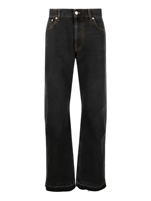 Alexander McQueen Side Stripe Straight-leg Jeans - Black