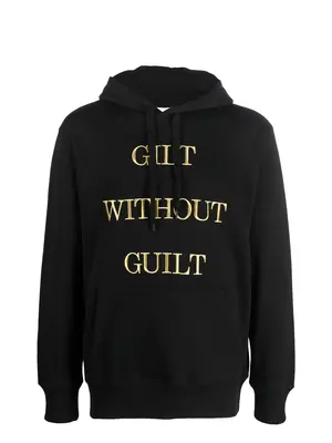 Moschino Embroidered Slogan Hoodie - Black