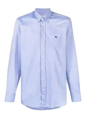 Etro Logo-embroidered Long-sleeve Shirt - Blue