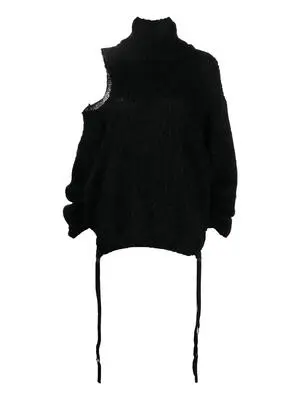 ANDREĀDAMO Cut-out Roll-neck Jumper - Black