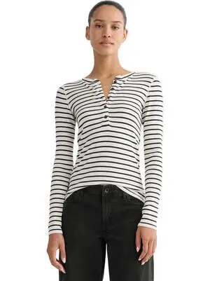 Everlane Luxe Rib Henley Bone White/black