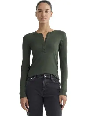 Everlane Luxe Rib Henley - Dark Forest