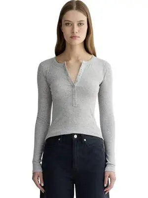 Everlane Luxe Rib Henley Heathered Grey