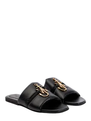 JW Anderson Anchor Leather Sandals - Black