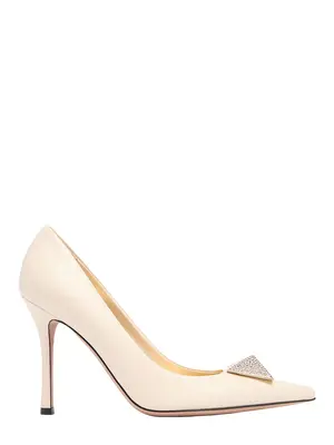 Valentino Garavani VALENTINO GARAVANI 100mm One Stud Leather Pumps Light Ivory