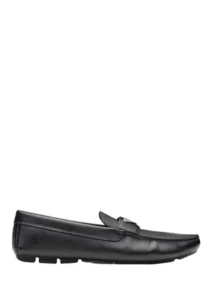Prada Logo-plaque Leather Loafers - Black