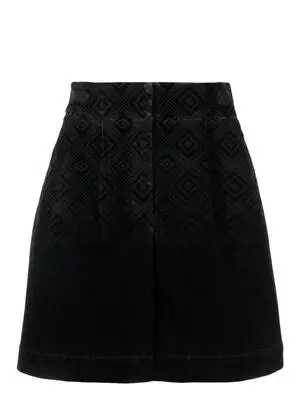 Alberta Ferretti Velvet Geometric Pattern Shorts - Black