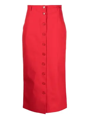 Raf Simons Buttoned-up Denim Midi Skirt - Red