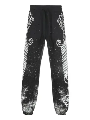 Versace Galaxy-print Cotton Track-pants - Black