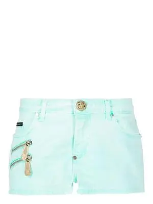 Philipp Plein Biker Denim Shorts - Green