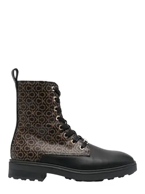Calvin Klein Monogram Lace-up Boots - Black