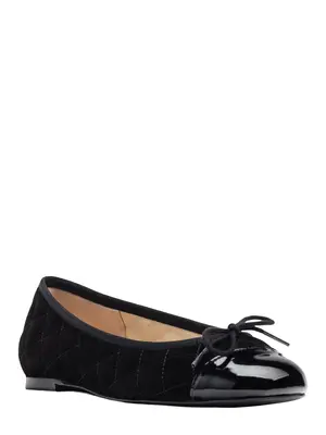 JON JOSEF Jon Josef Belle Quilted Ballerina Flat Black Suede