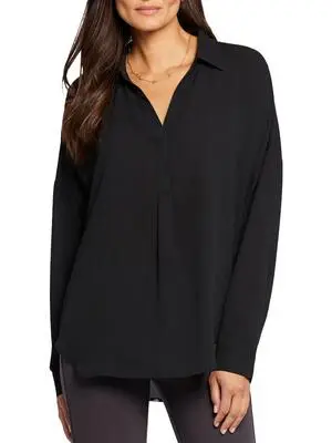 NYDJ Becky Recycled Polyester Georgette Blouse - Black