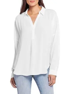 NYDJ Becky Recycled Polyester Georgette Blouse - Optic White