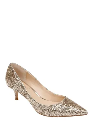 Badgley Mischka Jewel Badgley Mischka Royalty Kitten Heel Pump Gold Disco