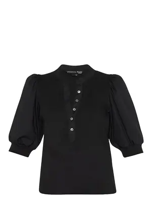 Veronica Beard Coralee Puff Sleeve Top - Black