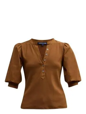 Veronica Beard Coralee Puff Sleeve Top - Ochre