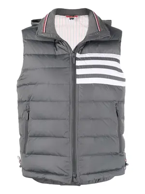 Thom Browne 4-bar Stripe Down-filled Padded Vest - Grey