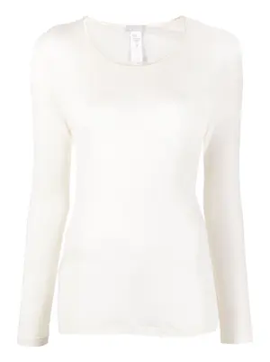 Hanro Long-sleeve Silk Top - Neutrals