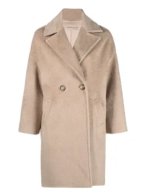BLANCA VITA Tuia Textured Double-breasted Coat - Neutrals
