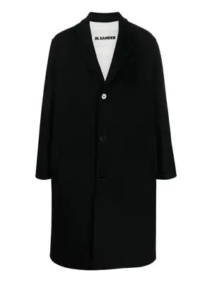 JIL SANDER Single-breasted Mid-length Coat - Black
