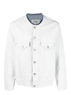 MAISON MARGIELA Collarless Denim Jacket - White