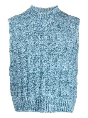 MAISON MARGIELA Bouclé Knitted Vest - Blue