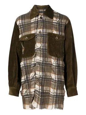 UMA WANG Juan Panelled Plaid Jacket - Green