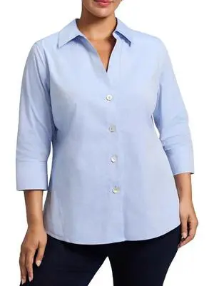 Foxcroft Paityn Non-Iron Button-Up Shirt Blue Wave