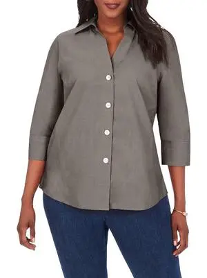 Foxcroft Paityn Non-Iron Button-Up Shirt Charcoal