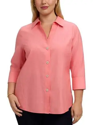 Foxcroft Paityn Non-Iron Button-Up Shirt Coral Reef