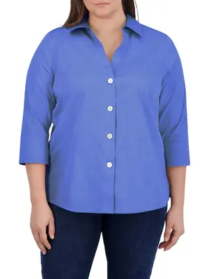 Foxcroft Paityn Non-Iron Button-Up Shirt Cornflower