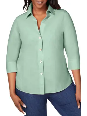 Foxcroft Paityn Non-Iron Button-Up Shirt Jade Gem