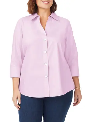 Foxcroft Paityn Non-Iron Button-Up Shirt Lilac Bloom