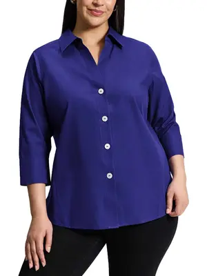 Foxcroft Paityn Non-Iron Button-Up Shirt Majestic Blue