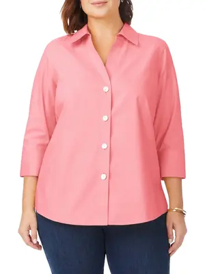 Foxcroft Paityn Non-Iron Button-Up Shirt Pink Peach
