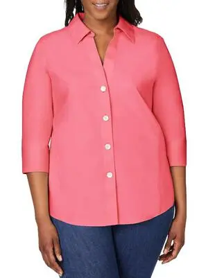 Foxcroft Paityn Non-Iron Button-Up Shirt Rose Red