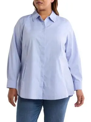 Foxcroft Cici Non-iron Tunic Blouse - Blue Wave
