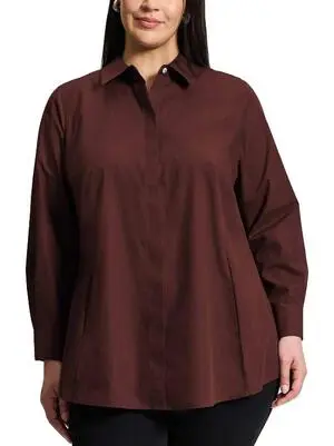 Foxcroft Cici Non-iron Tunic Blouse - Chicory Coffee